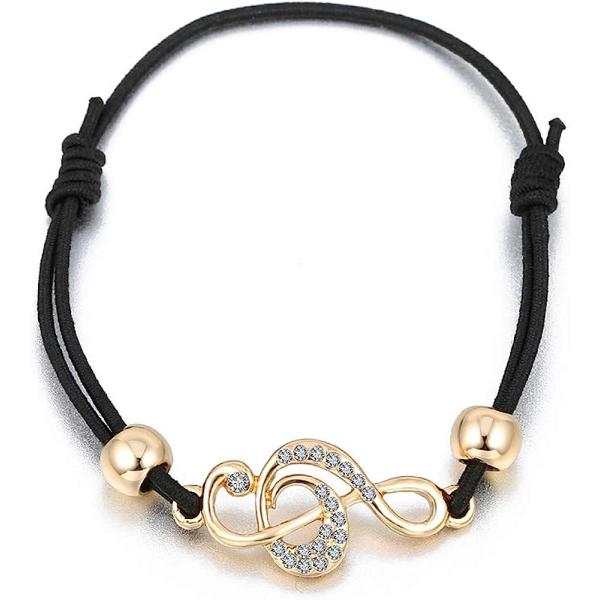 商品名PJ 音符 ストレッチロープブレスレット 女性用 - クリスタル弾性ストリングビーズ 音符 調節可能なチャームブレスレット バングル ジュエリーアクセサリー サプライヤーMusic Note Stretch Rope Bracelet...