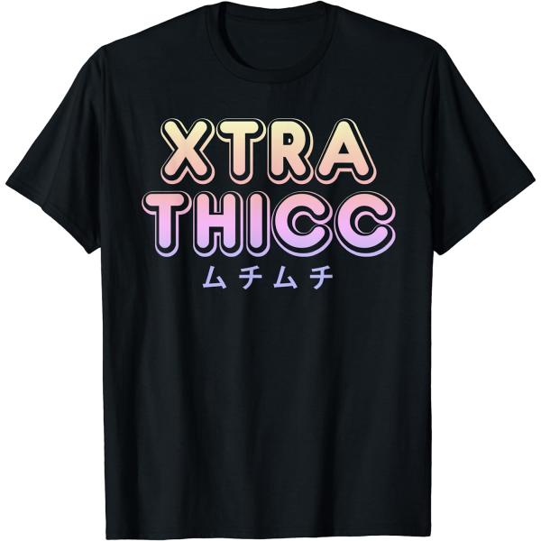 商品名Extra Thicc- Japanese Pastel Goth Kawaii Sarcastic Gift T-Shirtブランド：Kawaii Krypt - Creepy Cute Shirts &amp; Gifts商品サイ...