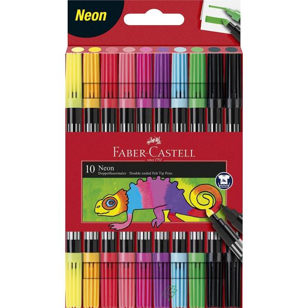 商品名Faber-Castell Neon Double-Ended Felt Tip Pens - Set of 10ブランド：Faber-Castell商品サイズ：10er Etui高さ：1.1 cm横幅：12 cm奥行：20.2 cm...