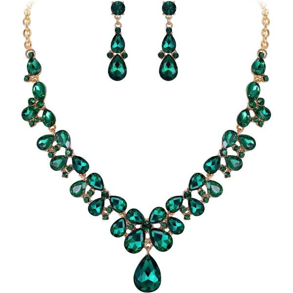 商品名BriLove レディース ウェディング ブライダル クリスタル ティアドロップ クラスター ステートメント ネックレス ダングル イヤリングセットBriLove Wedding Bridal Necklace Earrings Je...