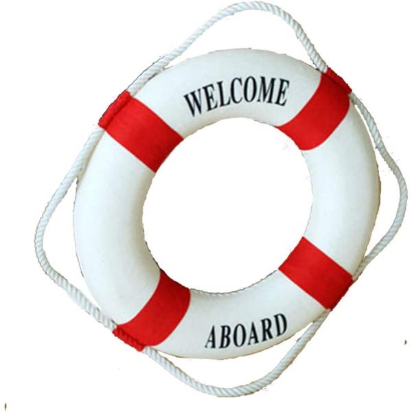 商品名MorroMorn Lifebuoy 壁掛け装飾 - 地中海スタイルのホームデコレーション(赤、5.5インチ)MorroMorn Lifebuoy Wall Hanging Decor - Welcome Aboard Mediter...