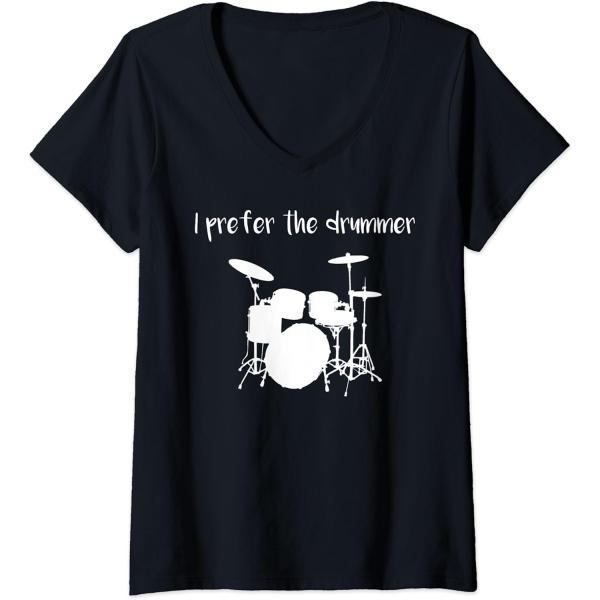 商品名Womens I Prefer the Drummer Drummer Girlfriend Drummer Wife Drummer V-Neck T-Shirtブランド：Drummer Design Co商品サイズ：Small高さ...