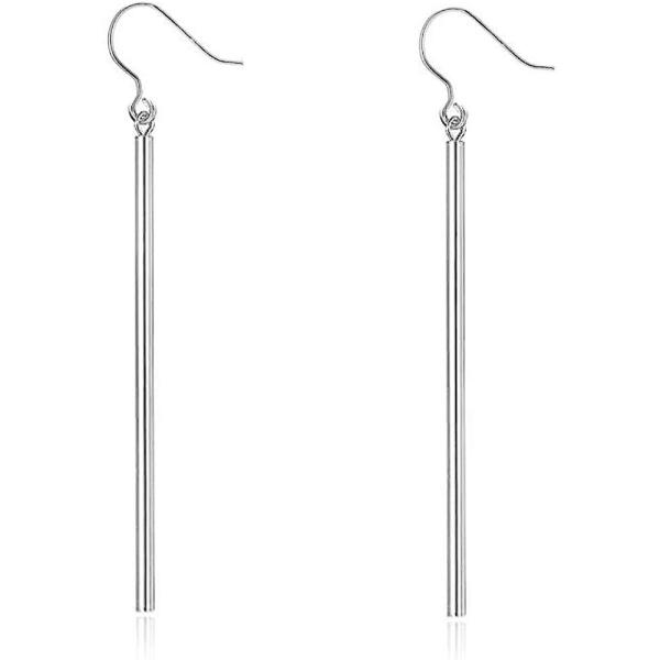 商品名YOOE ライトニングロングバーピアス スティックドロップダングルピアス ゴールド/シルバー ジュエリー パンク シンプルスタイル 個性的 正方形 幾何学的 レディース シルバーYOOE Long Bar Dangle Earring...