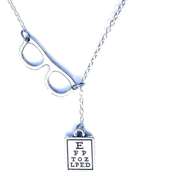 商品名オプティカル、眼科医、メガネと目チャート ネックレス ラリアットスタイルOptician, Ophthalmologist Glasses and Eye Chart Necklace Lariat Style.ブランド：Generi...