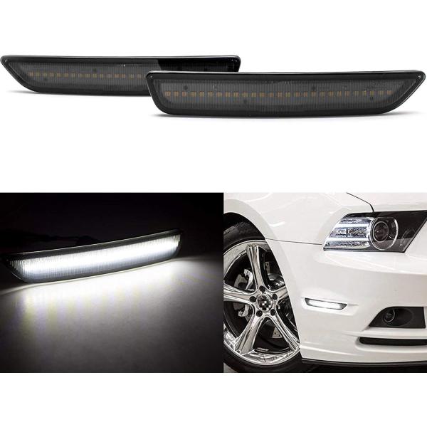 商品名Xotic Tech 2X LEDサイドマーカーライトランプキット フォードマスタング用 直接交換 2010-2014 Ford Mustang #SM12WXotic Tech 2pcs Smoked Lens LED Fender...