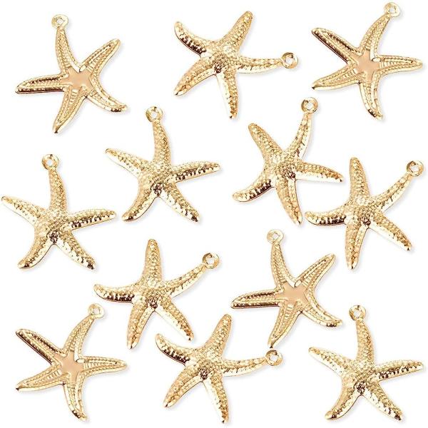 商品名20個 ゴールド ヒトデ イヤリング チャーム ペンダント クラフト サプライ 工芸 ジュエリー材料 DIY ネックレス ブレスレット アクセサリー20Pcs Gold Starfish Earring Charms Pendants...