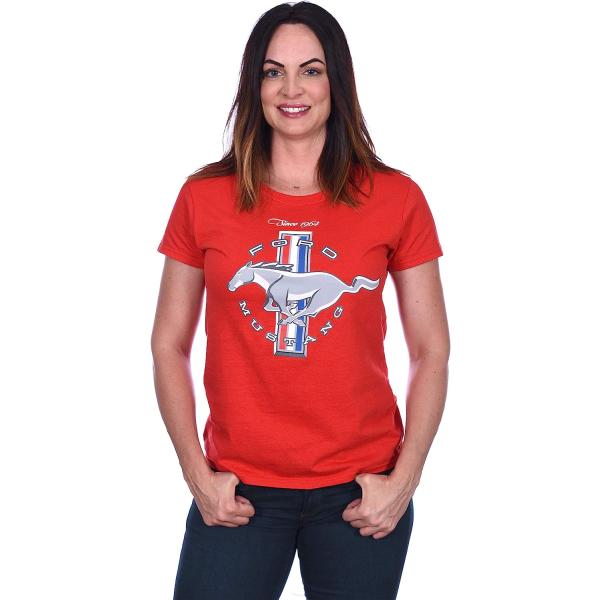 商品名JH DESIGN GROUP レディース Ford Mustang クラシックエンブレム Tシャツ ブラック レッド ヘザーグレー US サイズ: Medium カラー: レッドJH DESIGN GROUP Women's For...