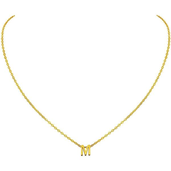 商品名MOMOL 小さなイニシャルネックレス 18K金メッキステンレススチール イニシャルネックレス 上品な個人のイニシャルネックレス ミニマリスト デリケート スモールモノグラムネームネックレス レディース ガールズ ゴールドMOMOL ...