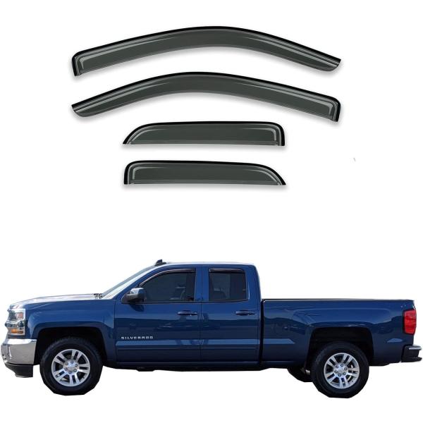 商品名Gldifa Smoke Sun/Rain Guards Window Visor Compatible with 2014-2018 Chevy Silverado/GMC Sierra Double Cab Wind Deflec...
