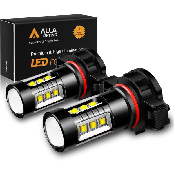 商品名Alla Lighting 80W PG20-1 Base 5202 PS19W LED Fog Bulbs/DRL Replacement Upgrade Xtreme Super Bright CREE-SMD 5201 PS24...