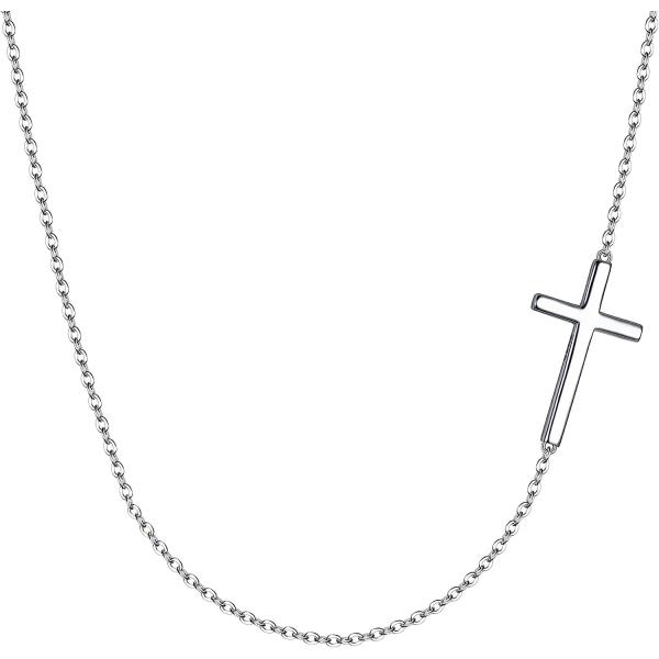 商品名[エバーフェイス]EVER FAITH 925 スターリングシルバー シンプル 教会 斜め クロス ペンダント チョーカー ネックレス レディースEVER FAITH 925 Sterling Silver Simple Church...