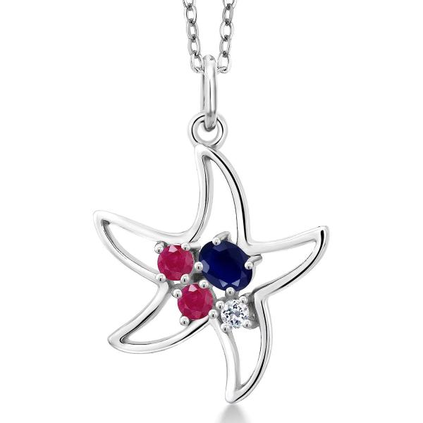 商品名Gem Stone King 0.5カラット 天然 サファイア ネックレス ペンダント レディース 天然 ルビー シルバー925 9月 誕生石Gem Stone King 925 Sterling Silver Blue Sapphi...