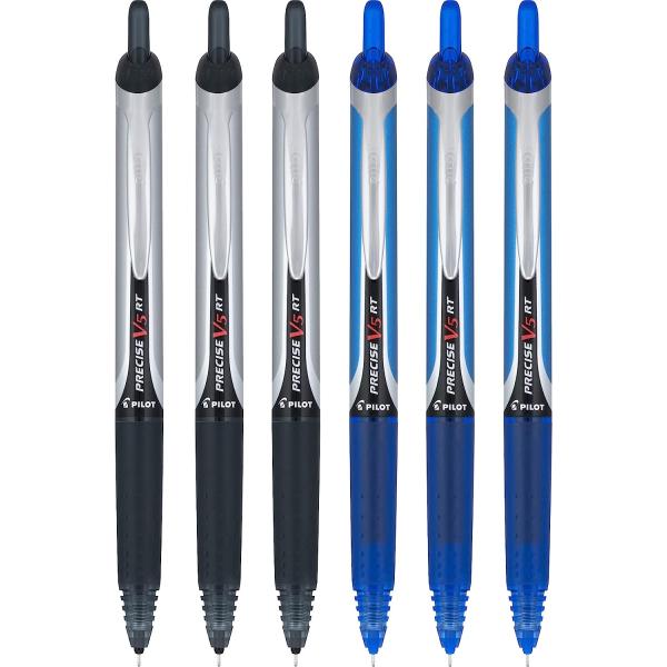 商品名Pilot Precise V5 RT 格納式ボールペン 極細 ブラック3本&amp;ブルー3本 (ペン6本)Pilot Precise V5 RT Retractable Rolling Ball Pens, Extra Fine ...