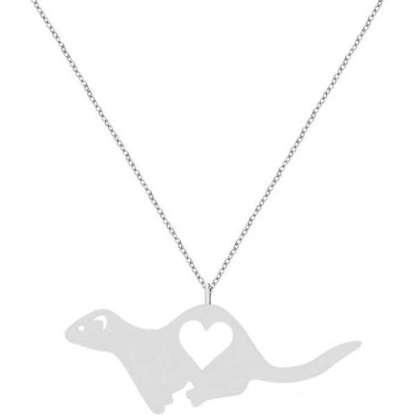 商品名NOUMANDA ファッション フェレット 刻印 ラブ ハート ネックレス クラシック 動物 中空 ペンダント ジュエリー, 金属NOUMANDA Fashion Ferret Engraved Love Heart Necklace...