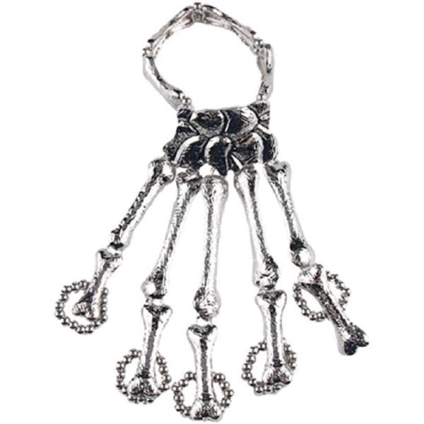 商品名Wenbin ハロウィン ファッション レディース ブレスレット スケルトン フィンガー ゴシック フィンガー メタル スケルトン スレーブ ブレスレット リング アクセサリー (ゴールドシルバー) 1Wenbin Halloween...