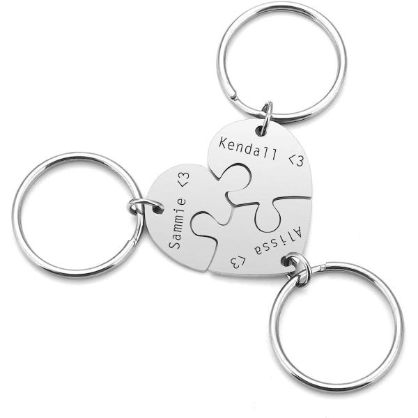 商品名PiercingJ イニシャルネームハートパズルキーチェーン ステンレススチール お揃いの家族 親友 親友 ジグソーピース ペンダント ステッチキーリング ソウルシスターギフト 3ピース シルバーPiercingJ 3pcs Pers...