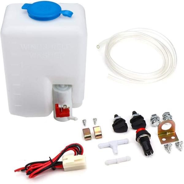 商品名12V Universal Car Windshield Washer Pump Washer System Tool Kit with Pump Jet Button Switchブランド：Swess商品サイズ：高さ：12.3 cm...