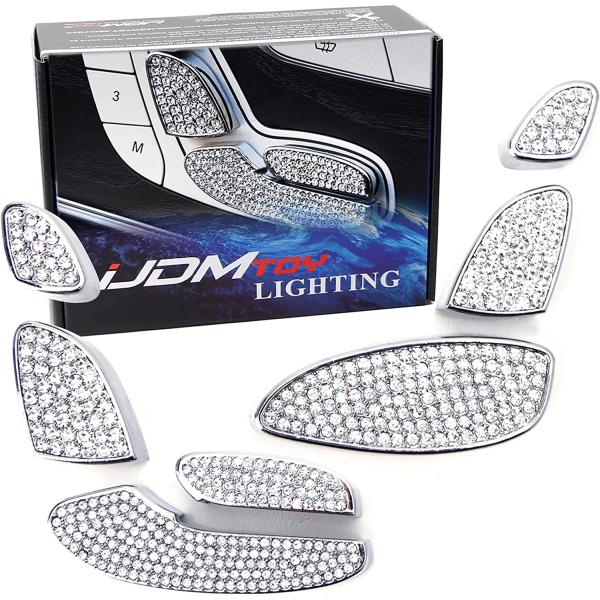 商品名iJDMTOY 7個入り シルバー クローム キラキラ クリスタル デコ トリム メルセデス W205 Cクラス X205 GLCクラス W213 Eクラス フロント 運転席/助手席 調整コントロール スイッチiJDMTOY 7pc ...