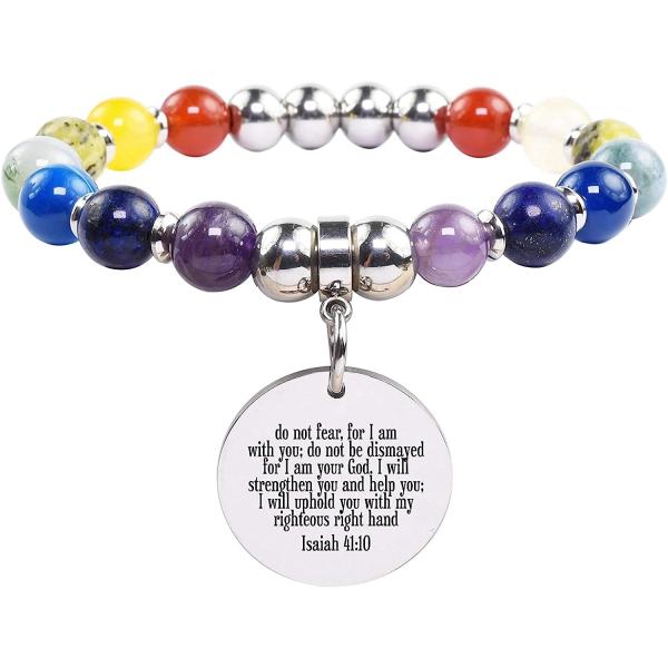商品名Pink Box Genuine Chakra Scripture Bracelet - Isaiah 41:10 - Silver -ブランド：Pink Box商品サイズ：商品番号：色：Pink,Silver素材：Metal
