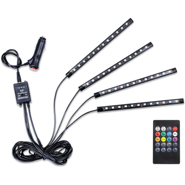 商品名LivTee Car Led Interior Lights，4pcs 48 LED Multicolor Music Car Interior Accessories Under Dash Lighting Waterproof K...