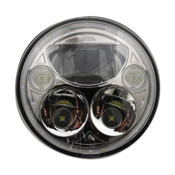 商品名Custom Dynamics 7"" H4 LED Compatible with Chrome Motorcycle Headlight Compatible with Harley Davidson FLHX FLHRブランド：...