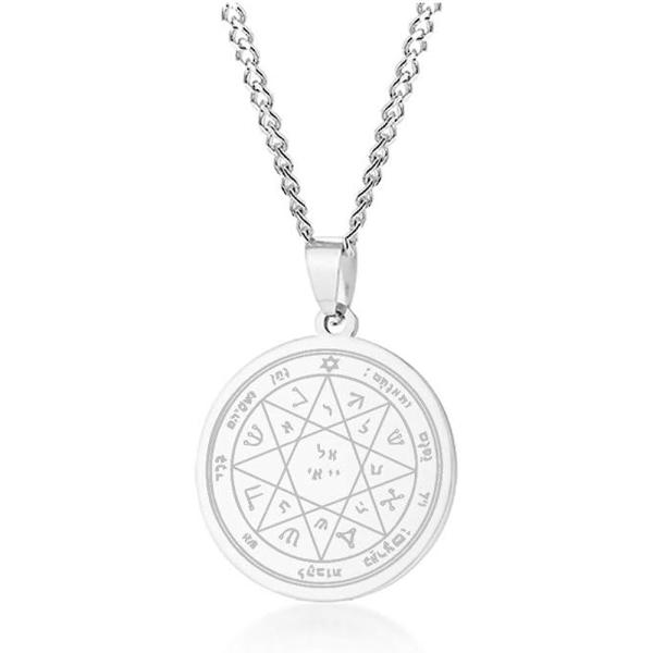 商品名XUANPAI Goetia Seventh Pentacle of Mars Solomon Kabbalah Amulet Pendant Powerful Talisman Necklace for Men Women,Silv...