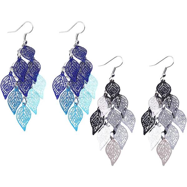 商品名D.Rosse ボーホー 軽量シャンデリア レイヤーイヤリング ロングホロー フィリグリー ダングル 楕円 リーフ ドロップピアス 女性用Boho Lightweight Chandelier Layer Earrings Long ...