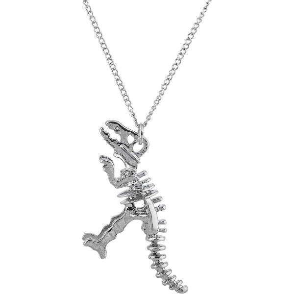 商品名LUX ACCESSORIES シルバートーン スケルトン 絶滅 恐竜 ペンダント ファッションチェーンネックレスLUX ACCESSORIES Silvertone Skeletal Extinct Dinosaur Pendant...