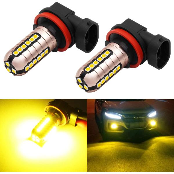 商品名PHINLION 3000 Lumens Golden Yellow H11 LED Fog Light Bulbs Super Bright 3030 27-SMD H8 H16 LED Bulb Replacement for D...