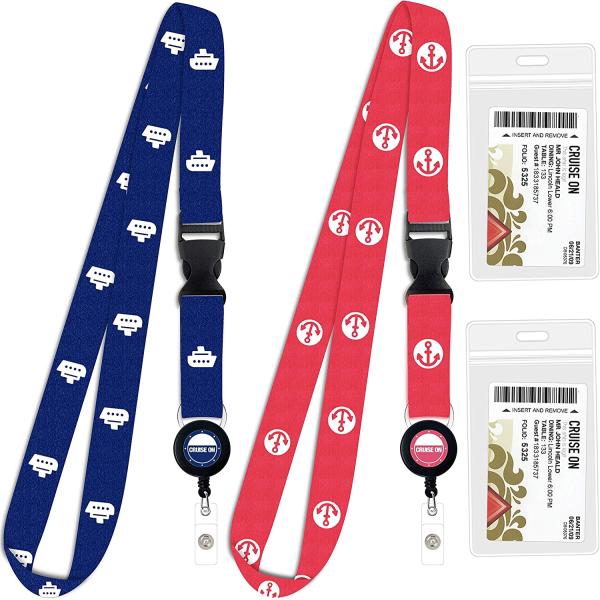 商品名Cruise Lanyard for Ship Cards | 2 Pack Cruise Lanyards with ID Holder, Key Card Retractable Badge &amp; Waterproof Sh...