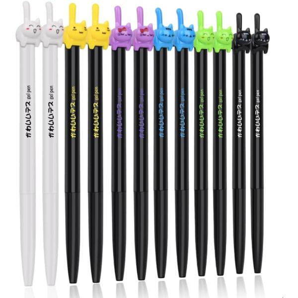 商品名RECHENG 格納式猫用ペン 猫のしっぽを押すことが可能 アニマルゲルペン かわいいペン オフィス 学校 文房具供給ペン ブラックインクペン 7本パックRECHENG retractable cat gel pens,Fine Po...