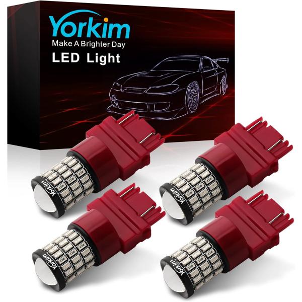 商品名Yorkim 3157 Led Bulb Red Bright 3156 Led Bulb red for car Brake Lights Tail Lights with Projector - 3056 3156 3057K 4...