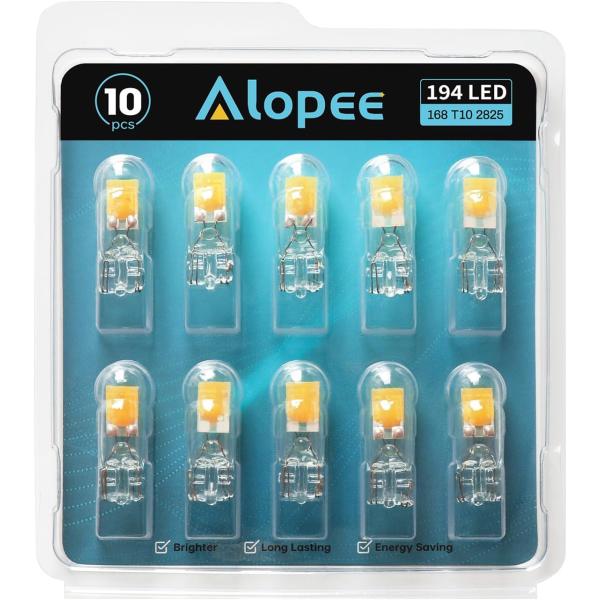 商品名ALOPEE 10個パック T10 超高輝度 温白色 COB 光源LED電球 194 W5W 168 2825 501 ハロゲン電球 インテリアライト ナンバープレート電球Alopee 921 Led Bulb RV Interior...