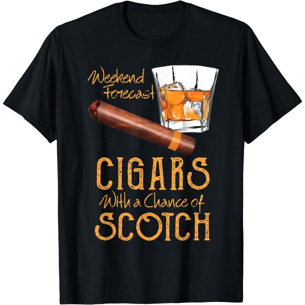 商品名Weekend Forecast Cigars Chance of Bourbon Fathers Day Gift T-Shirtブランド：Funny Quote Cigarette Whiskey Smoker Drinker商品...