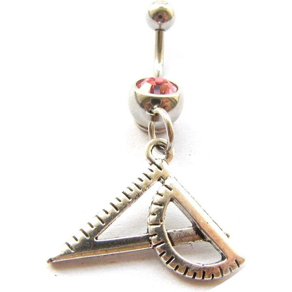 商品名Triangle Ruler, Compass Ruler Pendant, Dangle Belly Ring, Custom Belly Ring, Charm Navel Barbell, Teacher Gift Access...