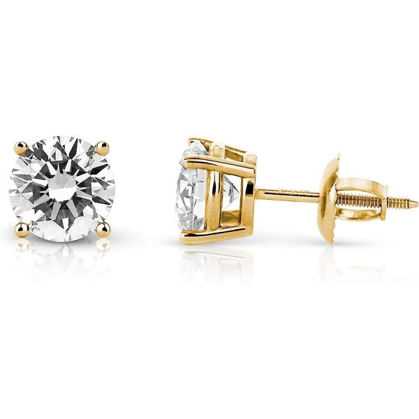 商品名Simply Green Solutions Spark Diamonds Round Diamond Stud Earrings for Women, 0.75 ct White Diamond, Brilliant Cut, 14...