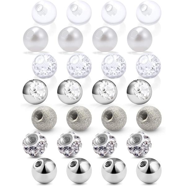 商品名SCERRING 14G ボール ピアス用 交換用ボール 外付けねじ ニップル 工業用舌 ベリーピアス リング ボディジュエリー ピアス バーベルパーツ 5mm 28個SCERRING 14G Ball for Piercing Re...