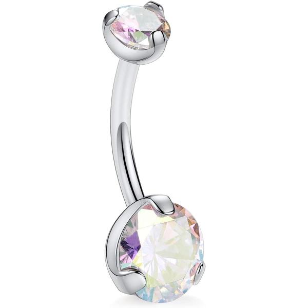 商品名PEAKLINK 14G 内部ねじダブルプロングセット ラージ 10mm AB CZ ベリーボタンリング G23 チタンバー へそピアス, 金属, その他PEAKLINK 14G Internally Threaded Double ...