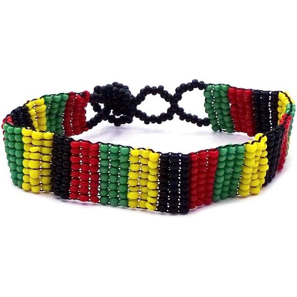 商品名Mia Jewel Shop Rasta Geometric Pattern Guatemalan Czech Glass Seed Beaded Thin Strap Bracelet - Womens Fashion Handma...