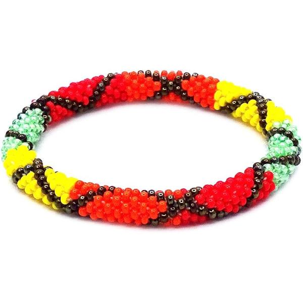 商品名Mia Jewel Shop Multicolored Criss Cross Pattern Guatemalan Czech Glass Seed Beaded One Size Fits All Bangle Bracelet ...