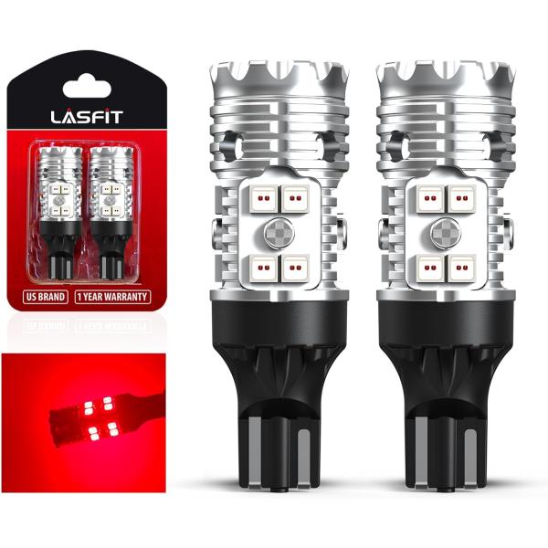 商品名LASFIT アップグレード レッド 921 912 T15 CANBUS Ready エラーフリー アンチハイパーフラッシュ LED サードブレーキセンター ハイマウントストップ電球 2個LASFIT Upgraded Red 92...
