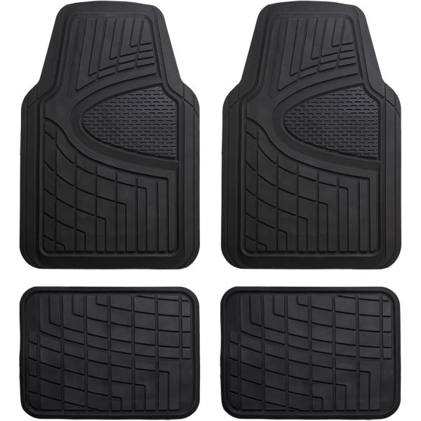 商品名TLH Premium Tall Channel Rubber Car Trimmable Floor Mats - Heavy-Duty Black Rubber Floor Mats, Universal Fit Full Set...