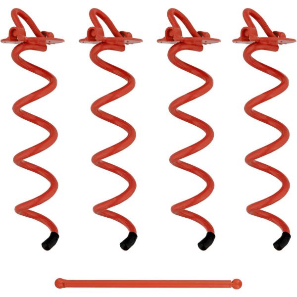 商品名7Penn Spiral Ground Anchors - 10 Inch Red Tent Stakes Heavy Duty Ground Screw Anchor Twist Stakes, 4 Pack7Penn Spiral...
