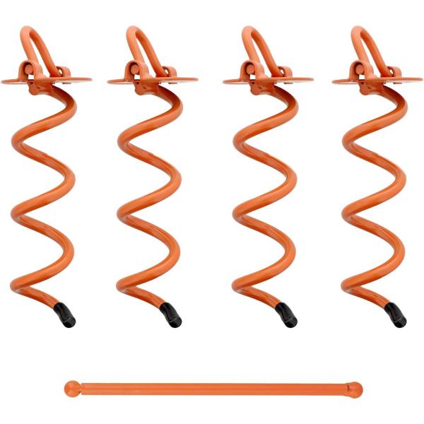 商品名7Penn Spiral Ground Anchors - 8 Inch Orange Tent Stakes Heavy Duty Ground Screw Anchor Twist Stakes, 4 Pack7Penn Spir...