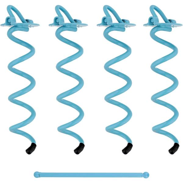 商品名7Penn Spiral Ground Anchors - 10 Inch Sky Blue Tent Stakes Heavy Duty Ground Screw Anchor Twist Stakes, 4 Pack7Penn S...