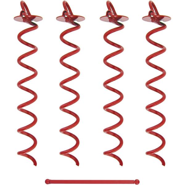 商品名7Penn Spiral Ground Anchors - 16 Inch Red Tent Stakes Heavy Duty Ground Screw Anchor Twist Stakes, 4 Pack7Penn Spiral...