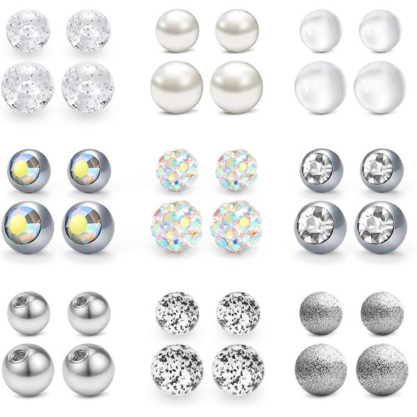 商品名MODRSA 14G 交換用ボール ベリーボタンリング ボール 5mm 8mm 外付けねじ サージカルスチール プラスチックパール ニップリング インダストリアルバーベル 舌リング 蹄鉄 バーベル ボディピアス ジュエリーMODRSA...