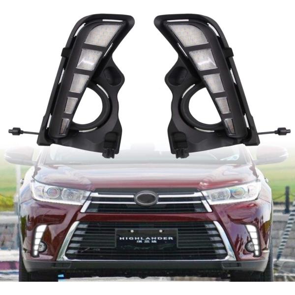 商品名GeeGee スイッチバック ホワイト/アンバー LED フロントフォグ日中連続ランニングランプ ダイナミックフラッシュLEDウィンカー付き 2017 2018 2019年トヨタハイランダー対応GeeGeeTop Switchback...