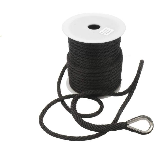 商品名NovelBee 3/8インチ 100フィート プレミアムソリッドブレイドMFPアンカーラインアンカーロープ ステンレススチールシンブル付きNovelBee 3/8 Inch 100Feet Premium Solid Braid M...