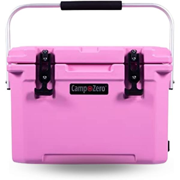商品名CAMP-ZERO 20L プレミアムクーラー/アイスチェスト キャリーハンドルと成形カップホルダー4個付き ピンクCAMP-ZERO 20L | 21.13 Quart Premium Cooler with 4 Molded-in...